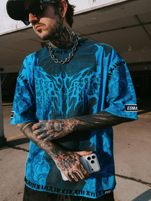 Drowned (blue) - Heavy Oversized T-Shirt (250GSM)